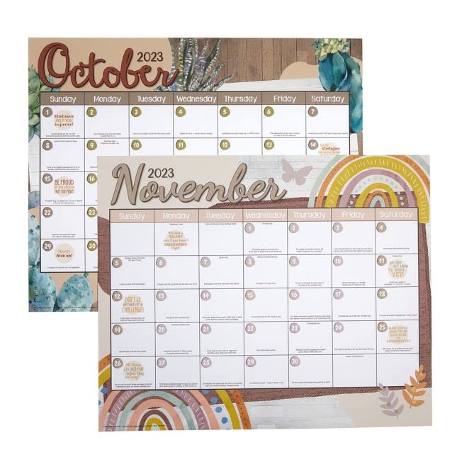 Really Good Stuff Boho Monthly Calendar Pages and Stickers 2023-2024 Double Sided