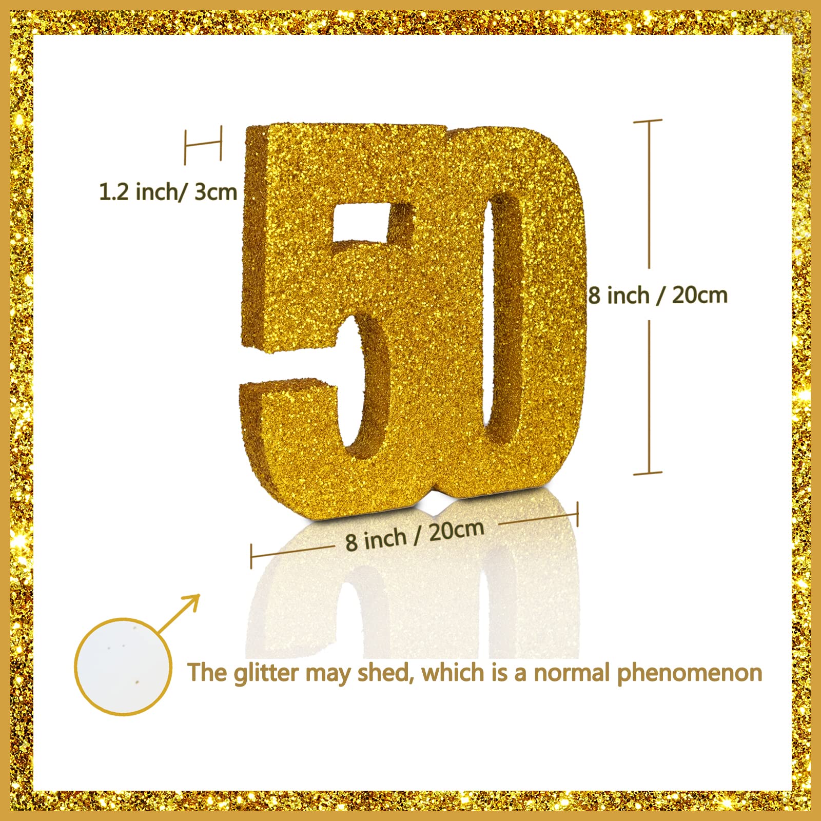 Eploger 50th Birthday Decorations for Men and Women,50th Anniversary Decorations,Gold Glitter 50th Birthday Centerpieces for Table Decorations,50th Table Topper Decor