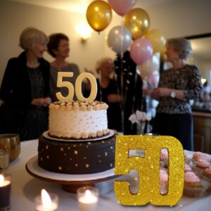 Eploger 50th Birthday Decorations for Men and Women,50th Anniversary Decorations,Gold Glitter 50th Birthday Centerpieces for Table Decorations,50th Table Topper Decor