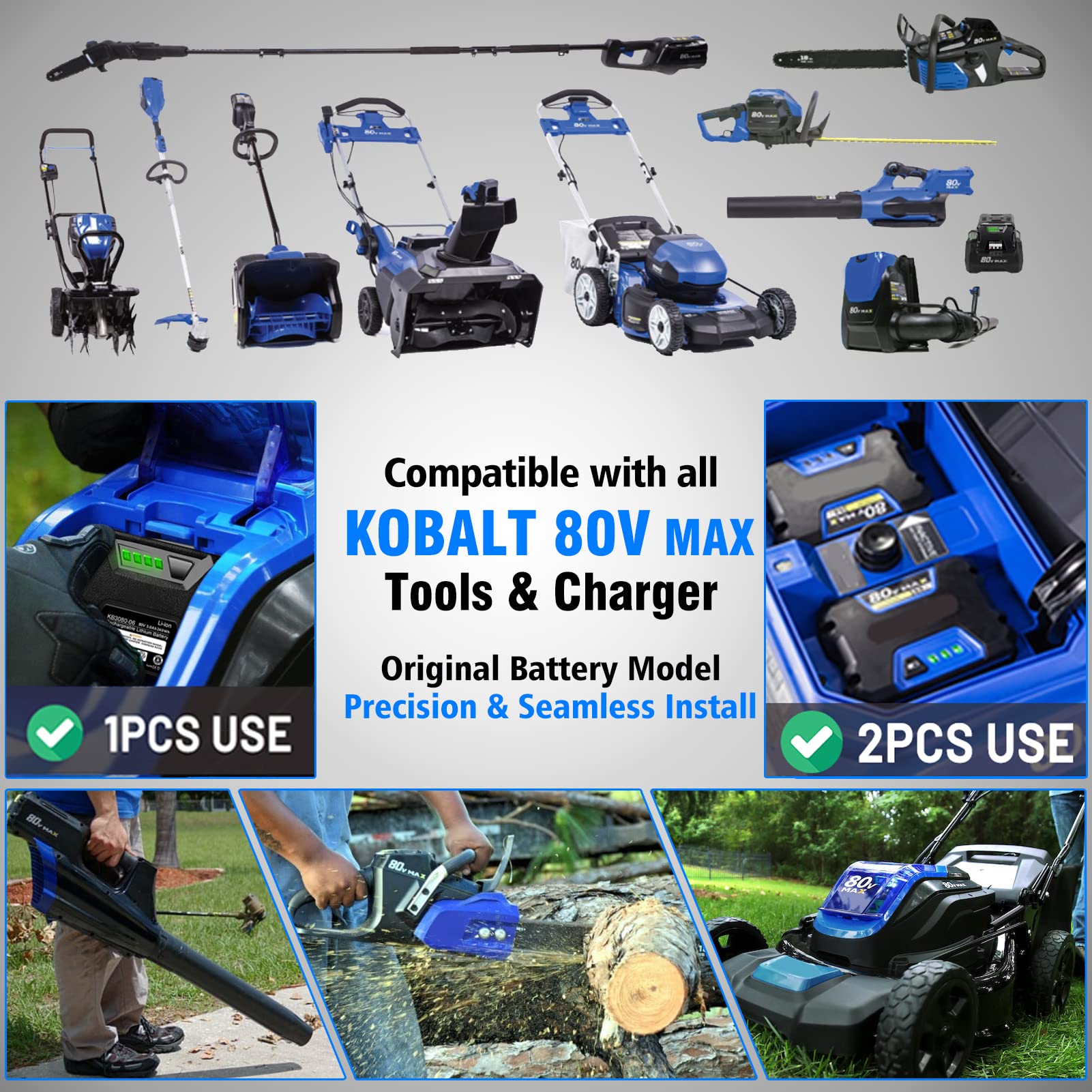 TenHutt 【Upgraded 3.5Ah!】 80V Replacement Battery for Kobalt 80V Battery Max Cordless Power Tool KB 2580-06 KB680-06 KB280-06 Lithium Battery