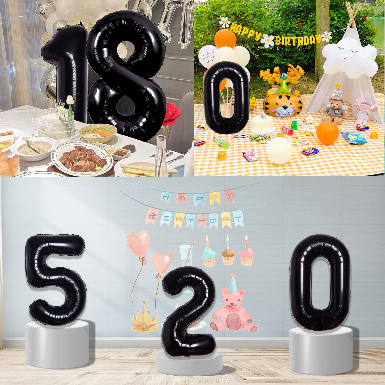 40 Inch Giant Black Number 1 Balloon, Helium Mylar Foil Number Balloons for Birthday Party, 1st Birthday Decorations for Kids, Anniversary Party Decorations Supplies (Black Number 1)