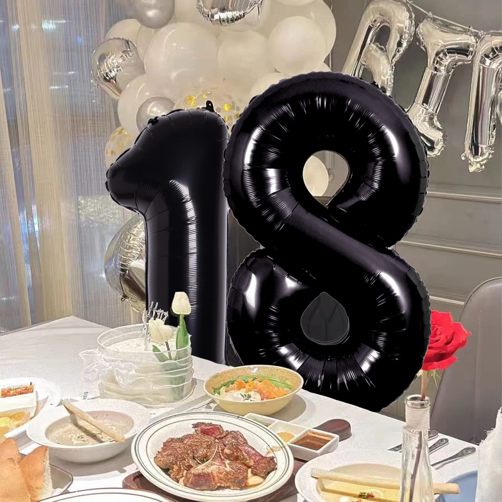 40 Inch Giant Black Number 1 Balloon, Helium Mylar Foil Number Balloons for Birthday Party, 1st Birthday Decorations for Kids, Anniversary Party Decorations Supplies (Black Number 1)