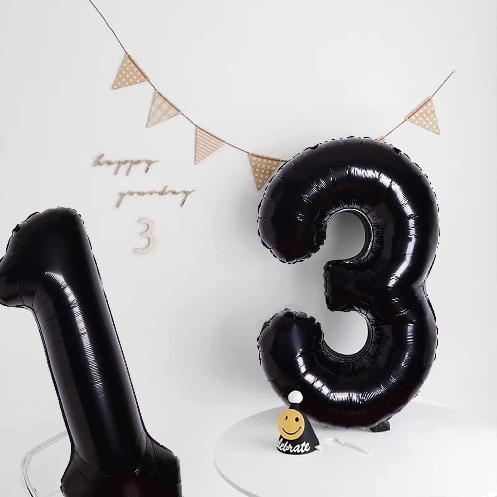 40 Inch Giant Black Number 1 Balloon, Helium Mylar Foil Number Balloons for Birthday Party, 1st Birthday Decorations for Kids, Anniversary Party Decorations Supplies (Black Number 1)