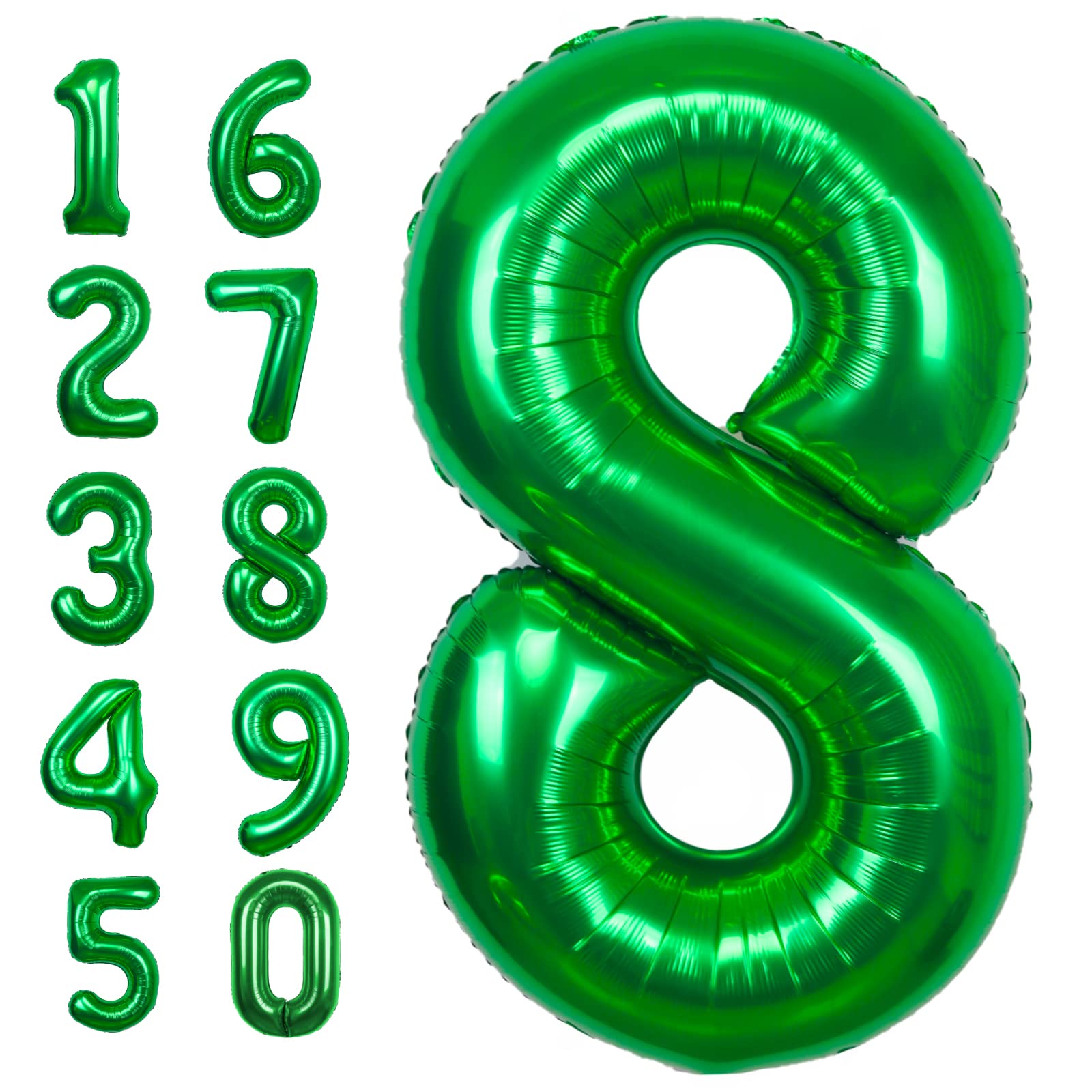 40 Inch Giant Green Number 8 Balloon, Helium Mylar Foil Number Balloons for Birthday Party, 8th Birthday Decorations for Kids, Anniversary Party Decorations Supplies (Green Number 8)