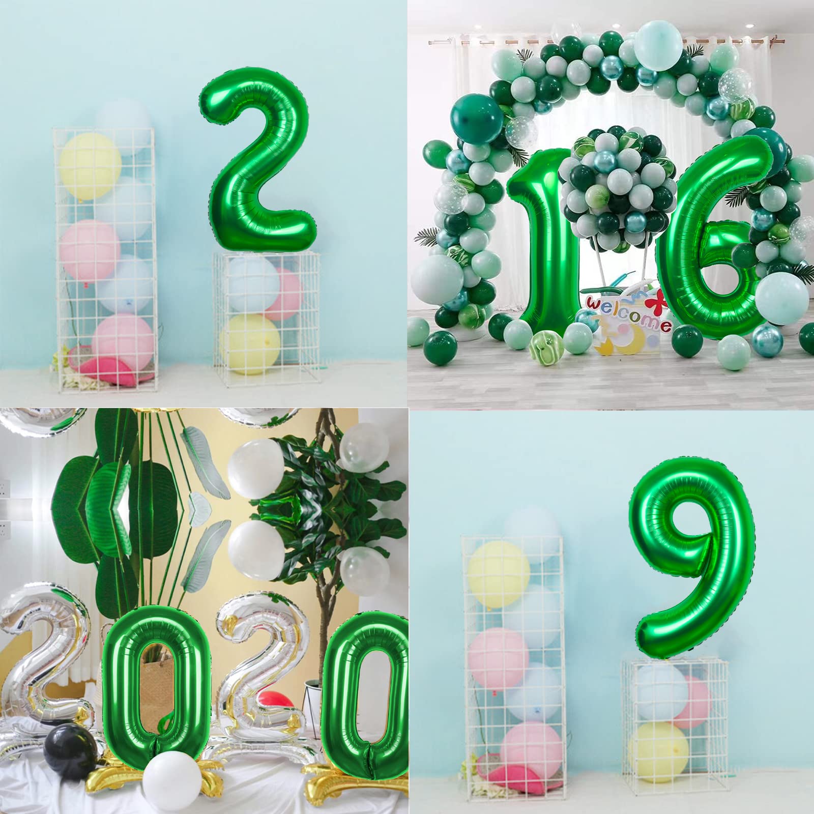 40 Inch Giant Green Number 8 Balloon, Helium Mylar Foil Number Balloons for Birthday Party, 8th Birthday Decorations for Kids, Anniversary Party Decorations Supplies (Green Number 8)