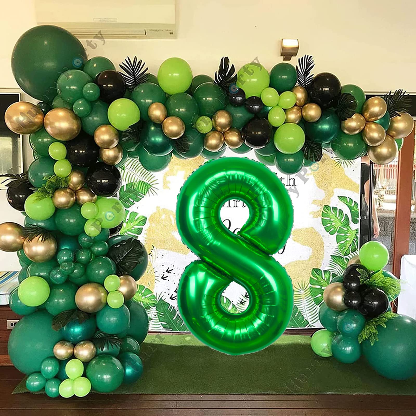 40 Inch Giant Green Number 8 Balloon, Helium Mylar Foil Number Balloons for Birthday Party, 8th Birthday Decorations for Kids, Anniversary Party Decorations Supplies (Green Number 8)