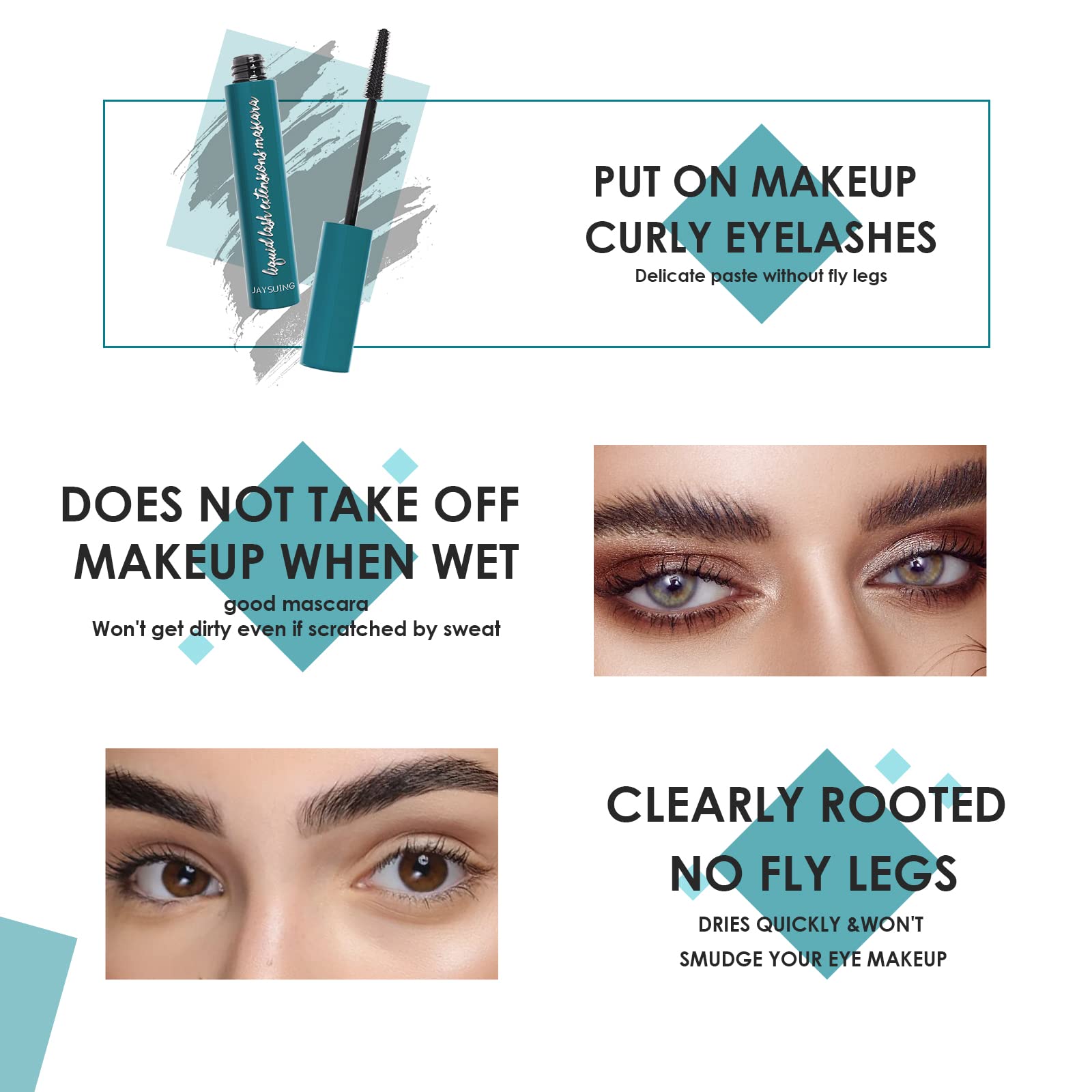 Mascara Liquid Lash Extensions, Black Liquid Waterproof Smudge-proof Natural No Clumping Smudging Lasting All Day Mascara (color 1P)