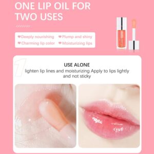 3Pcs Plumping Lip Oil, Hydrating Lip Gloss Tinted Lip Balm Lip Care Transparent Toot Lip Oil, Long Lasting Nourishing Lip Glow Oil Non-sticky Glitter Shine Primer Lip Tint (Pink+Rosewood +Cherry Red)