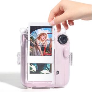 Kimyoaee Mini12 Clear Case Bundle Set for Fujifilm Instax Mini 12 Instant Camera Accessories with Films Pocket Picture Holder, Sticker Decal, Adjustable Shoulder Strap