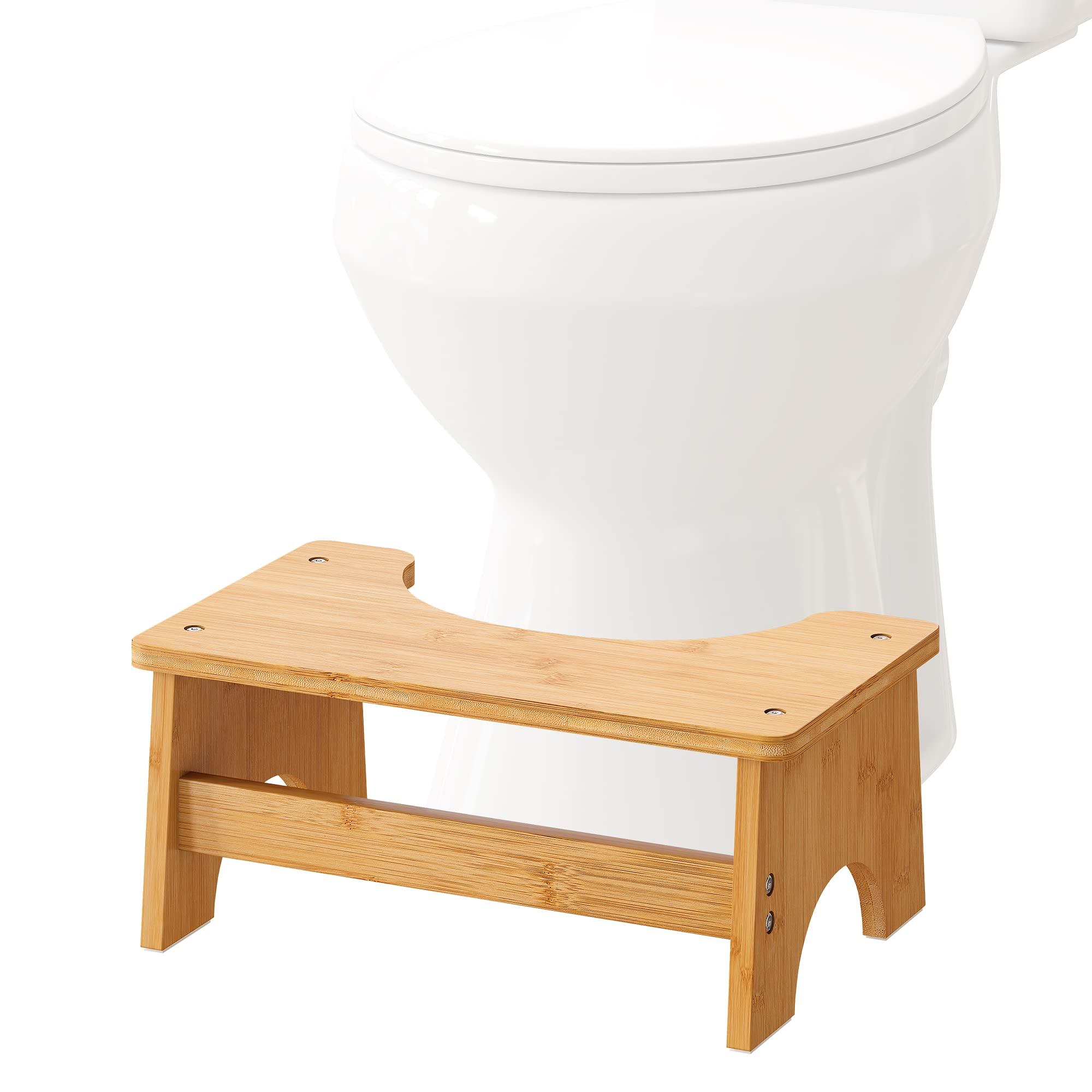 FILWH Toilet Stool for Bathroom Squatting Toilet Stool Poop Stool Bamboo Anti-Slip Toilet Stool Foldable Toilet Potty Step Stool for Adult Elders Portable Sturdy(6.7 Inches)