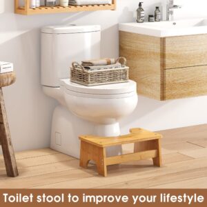 FILWH Toilet Stool for Bathroom Squatting Toilet Stool Poop Stool Bamboo Anti-Slip Toilet Stool Foldable Toilet Potty Step Stool for Adult Elders Portable Sturdy(6.7 Inches)