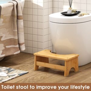 FILWH Toilet Stool for Bathroom Squatting Toilet Stool Poop Stool Bamboo Anti-Slip Toilet Stool Foldable Toilet Potty Step Stool for Adult Elders Portable Sturdy(6.7 Inches)