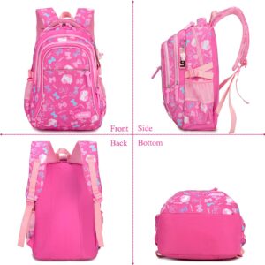 YJMKOI 3PCS Cat print Backpack for Girls 3 in 1 Cute bow print Primary Schoolbag Sets Middle Girl Bookbag with Lunch Box