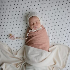 mushie Extra Soft Baby Blanket | Organic Cotton Ribbed Receiving Blanket, Swaddle, Stroller | 35x35 Inch (Ivory)