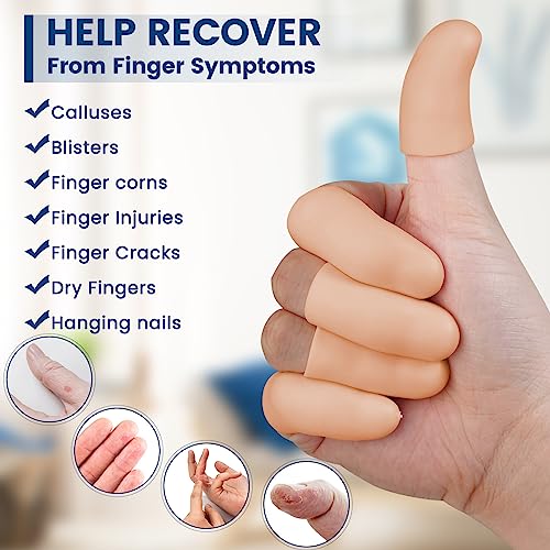 EDNYZAKRN 20PCS Gel Finger Cots Thumb Protector, Silicone Finger Sleeves Cover for Finger Tips, Finger Guard Nail Protector for Trigger Finger Finger Cracking Finger Arthritis Eczema