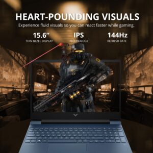 HP Victus 15.6" FHD 144Hz Gaming Laptop, Intel Core i5-13420H, 16GB RAM, 1TB PCIe SSD, NVIDIA GeForce GTX 3050 Graphics 6GB, Backlit Keyboard, Webcam, WiFi 6, Windows 11, Blue, 32GB Hotface USB Card