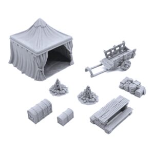 endertoys traveler's camp ii by printable scenery, 3d printed tabletop rpg scenery and wargame terrain 28mm miniatures