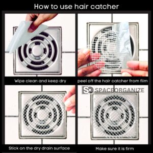 30 Pack, Disposable Shower Drain Hair Catcher Mesh Stickers, Disposable Hair Catchers for Shower Drain, Bathroom, Bathtub - SPACEORGANIZE