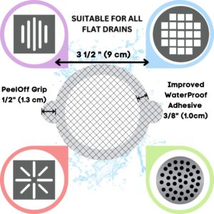 30 Pack, Disposable Shower Drain Hair Catcher Mesh Stickers, Disposable Hair Catchers for Shower Drain, Bathroom, Bathtub - SPACEORGANIZE