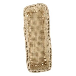 orfofe 1pc sundries storage tray manual basket woven wicker basket desktop sundry storage tray sundries basket vanity silverware household weaving basket grocery basket rattan snack white