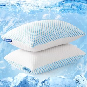 easeland firm pillow shredded memory foam(adjustable loft), cooling breathable for sleeping queen size 2 pack