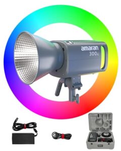 aputure amaran 300c photography lighting, 300w full color rgbww, bowens mount continuous led video lighting, 26,580 lux @ 1m app control, cct 2,500k-7,500k, gray