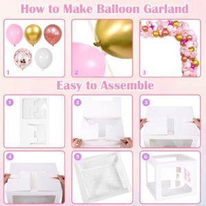 Winrayk 145Pcs Baby Shower Decorations for Girl Baby Boxes with Letters (Baby Girl+A-Z) & Rose Gold Pink Balloon Arch & Backdrop Tablecloth & Bowtie Heart Balloon Princess Girl Baby Shower Decorations