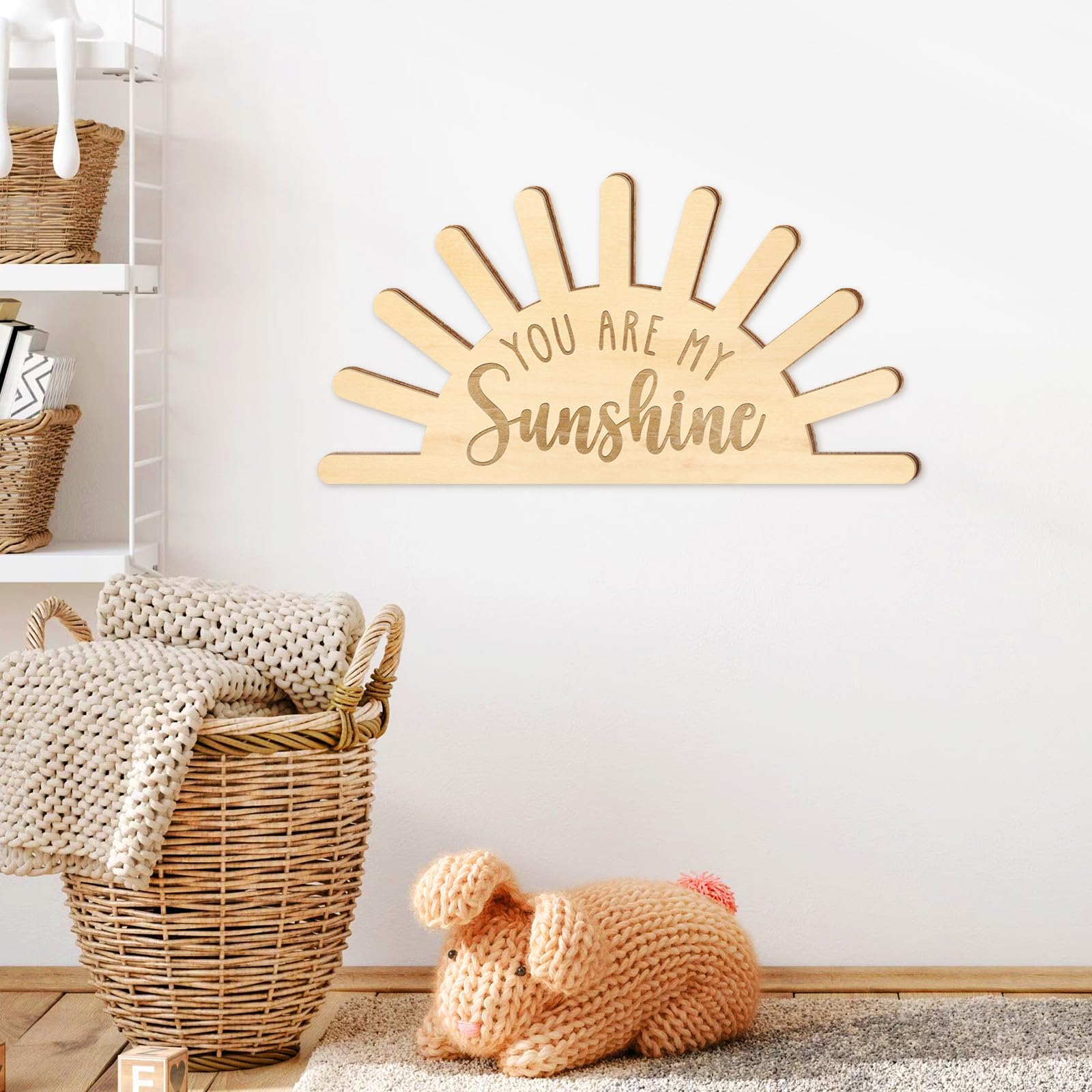 Xylolfsty You Are My Sunshine Wall Decor Boho Wall Art 1 Piece Wooden Sun Style Decoration for Boys and Girls Bedrooms Hang On Wall Sign for Playroom