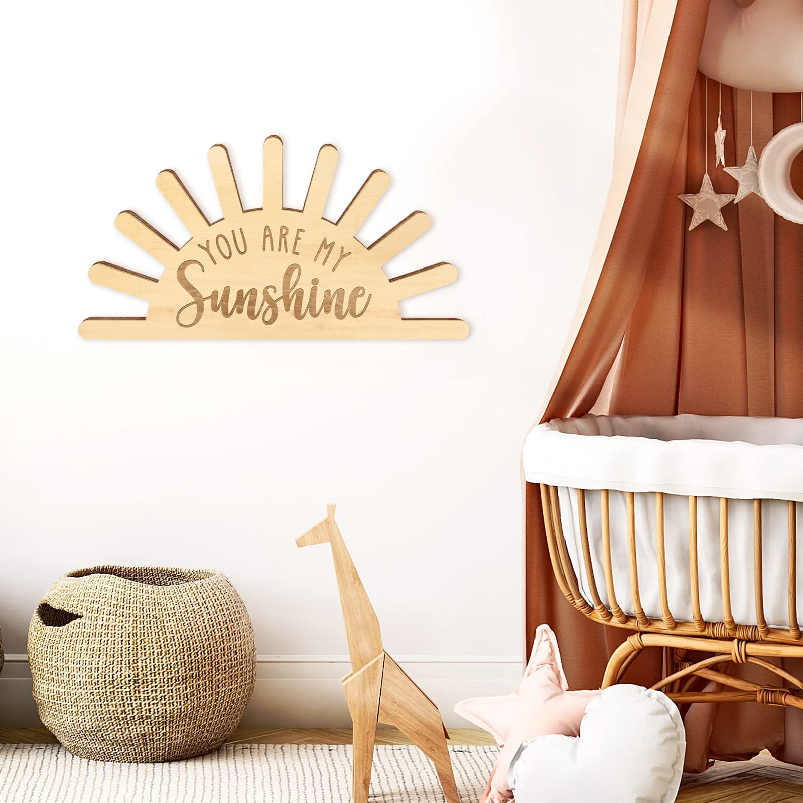 Xylolfsty You Are My Sunshine Wall Decor Boho Wall Art 1 Piece Wooden Sun Style Decoration for Boys and Girls Bedrooms Hang On Wall Sign for Playroom