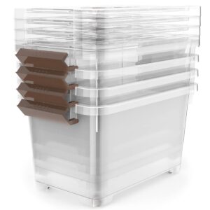 17 Quart Clear Storage Latch Box/Bin, 4-Pack Plastic Stackable Box Organization with Wheels Latching Handle and Lid