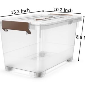 17 Quart Clear Storage Latch Box/Bin, 4-Pack Plastic Stackable Box Organization with Wheels Latching Handle and Lid