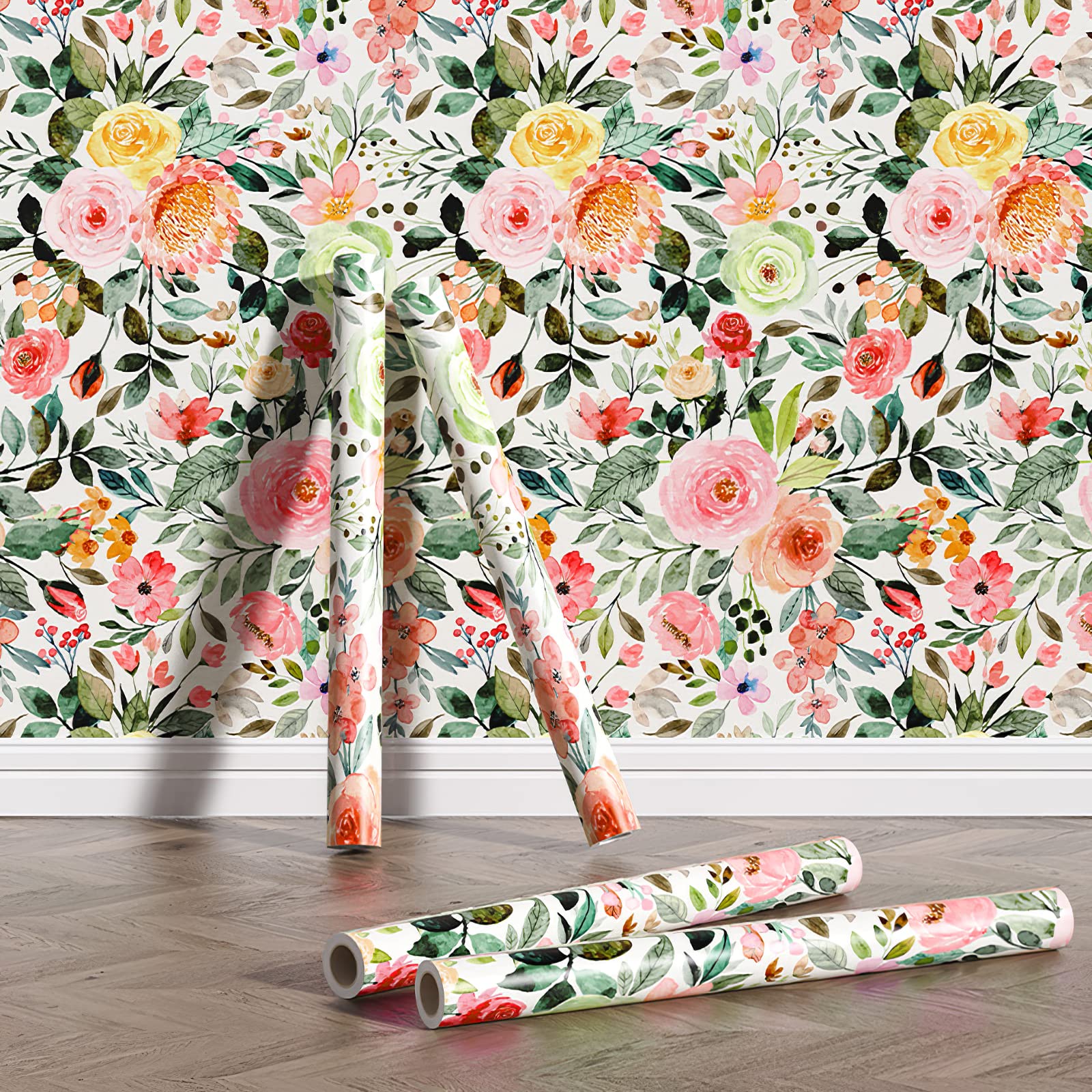 Rose Floral Drawer Liner Peel and Stick Contact Paper self Adhesive Wallpaper Removable Vinyl Decorative Shelf Drawer Liner 118 inch x17.4inch (Rose Floral, 118 inch x 17.4 inch)