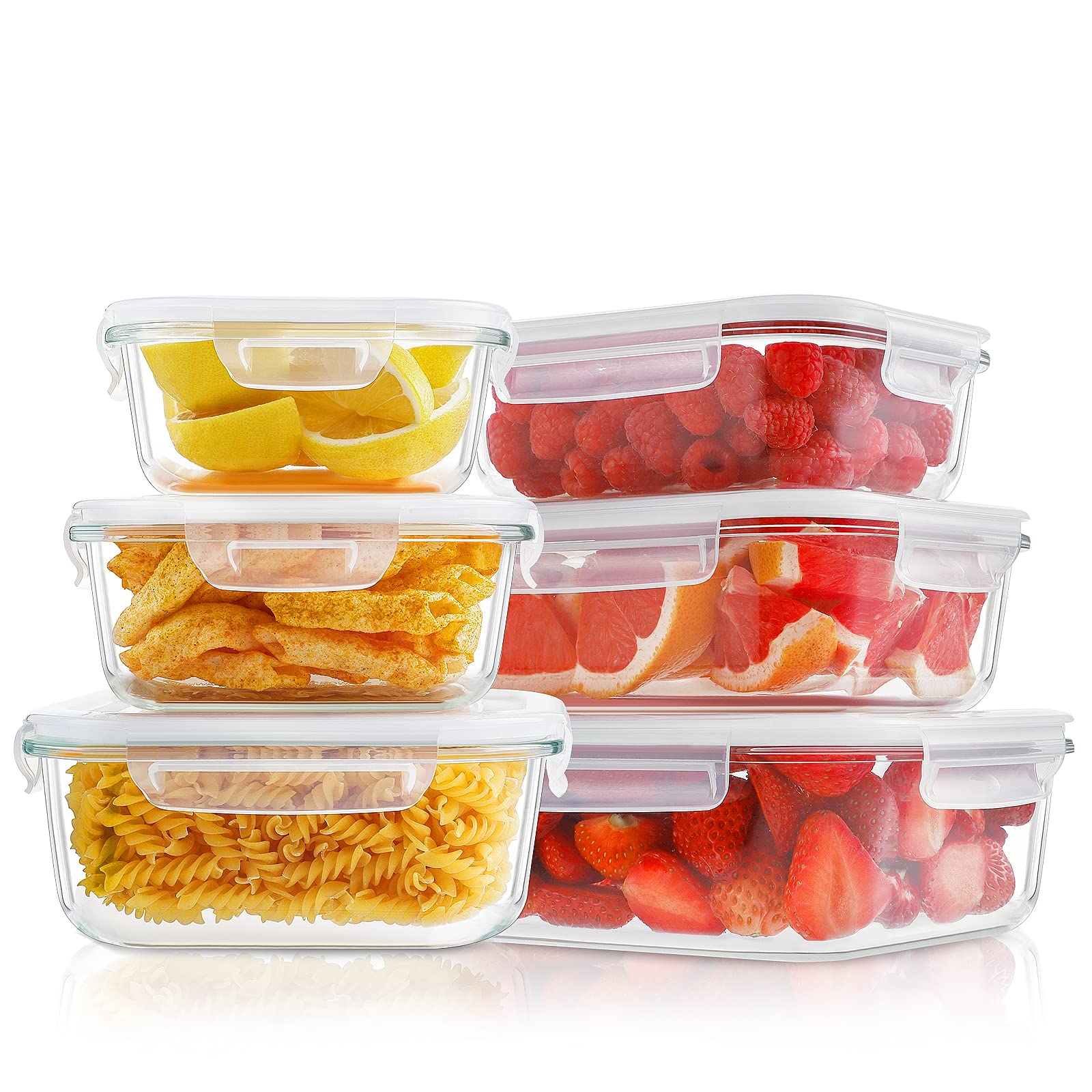 HOMBERKING Large Food Storage Containers with Lids (Square & Rectangle)