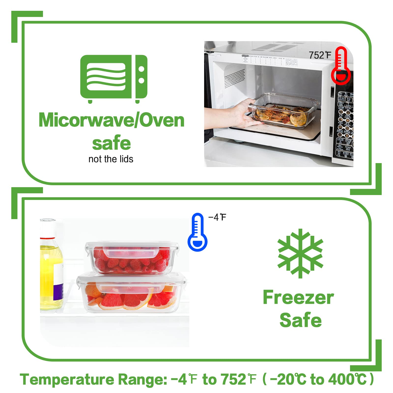 HOMBERKING Large Food Storage Containers with Lids (Square & Rectangle)