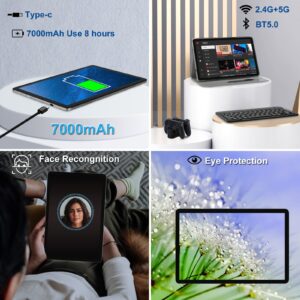 FESABOLE 2024 Newest 2 in 1 Tablet 10 inch Tablet 128GB Storage 1TB Expand Octa- Core Android Tablet Main13MP 5G WiFi Tablet IPS FHD with Stylus Keyboard