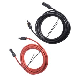 Timunr 1 Pair 20 Ft Solar Panel Extension Cable Wire Connector 10AWG Wire + Male Female Plug Red and Black