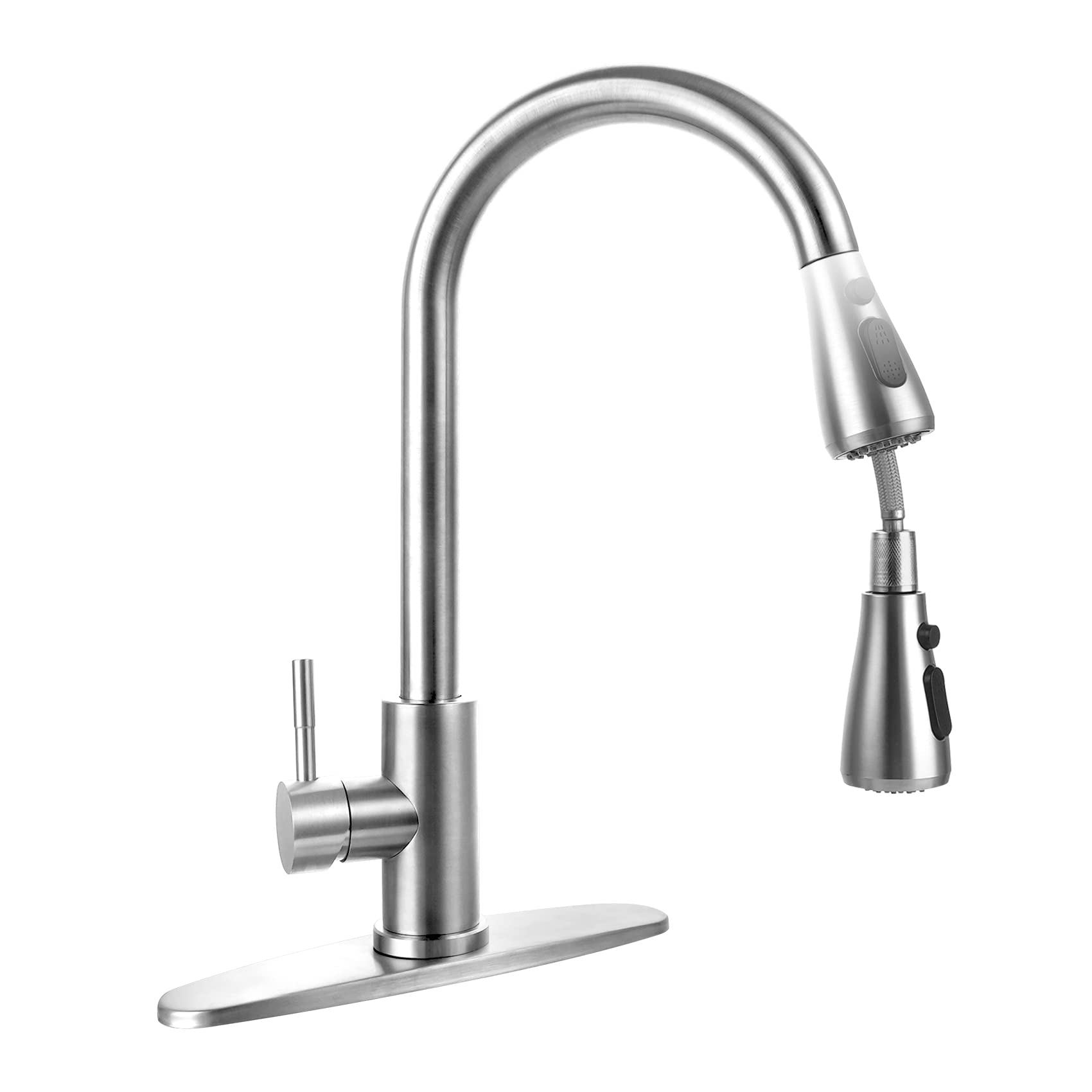 Stainless Steel 304 Kitchen Sink Faucet with Pull Down Spray Outdoor RV Kitchen Faucet Pull Out Extension Utility Farmhouse Faucets for Sink 1 Hole,Single Handle Rent Apartment Dorm Kitchen Faucet