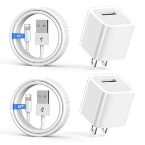 iphone charger,[mfi certified] 2pack 6ft lightning cable data sync charging cords with 2pack usb wall charger travel plug adapter compatible with iphone 14/13/12/11/mini/xs/max/xr/x/8/7/se