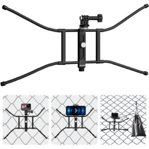 telesin camera fence phone mount mevo start game changer chain link video recording accessories, backstop lynkspyder clamp clip holder attachment for gopro insta360 iphone baseball softball tennis