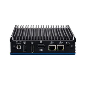 hunsn fanless din rail mini pc, industrial computer, windows 11 or linux ubuntu, intel celeron j4125, bx03a, com, hdmi, 2 x dp, sim slot, 2 x lan, wol, pxe, watchdog, 16g ram, 128g ssd