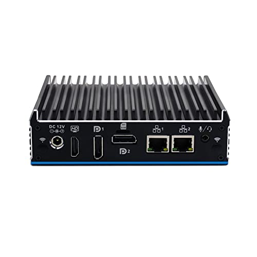 HUNSN Fanless Din Rail Mini PC, Industrial Computer, Windows 11 or Linux Ubuntu, Intel Celeron J4125, BX03a, COM, HDMI, 2 x DP, SIM Slot, 2 x LAN, WOL, PXE, Watchdog, 16G RAM, 128G SSD