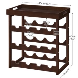 HOOBRO Bamboo Wine Rack, Wine Storage Cabinet Shelf with Detachable Tray, 3 Tiers 12-Bottle Wine Rack Countertop, Wine Bottle Holder Stand for Kitchen, Dining Room, Pantry, Brown BR23JJ01