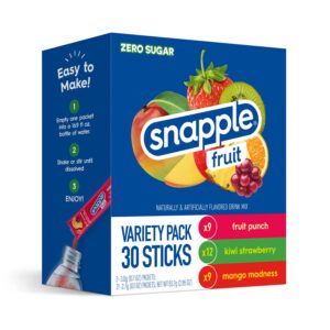 snapple powder drink mix variety pack - 30 powder sticks | assorted flavors, zero sugar | on-the-go hydration for refreshing beverages