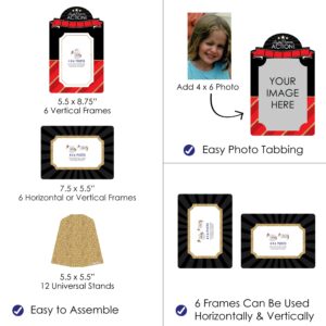 Big Dot of Happiness Red Carpet Hollywood - Movie Night Party 4x6 Picture Display - Paper Photo Frames - Set of 12