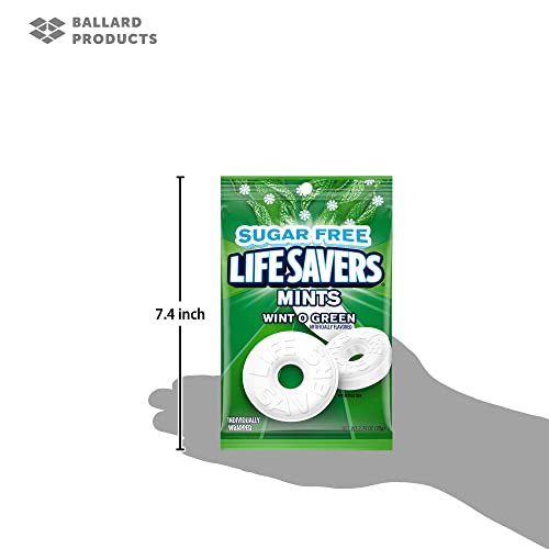 Sugar Free Lifesavers Mints Pack - Sugar Free Lifesaver Mints - Life Savers Wint O Green - Bundle with Ballard Products Pocket Bag (2 Pack)