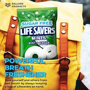 Sugar Free Lifesavers Mints Pack - Sugar Free Lifesaver Mints - Life Savers Wint O Green - Bundle with Ballard Products Pocket Bag (2 Pack)