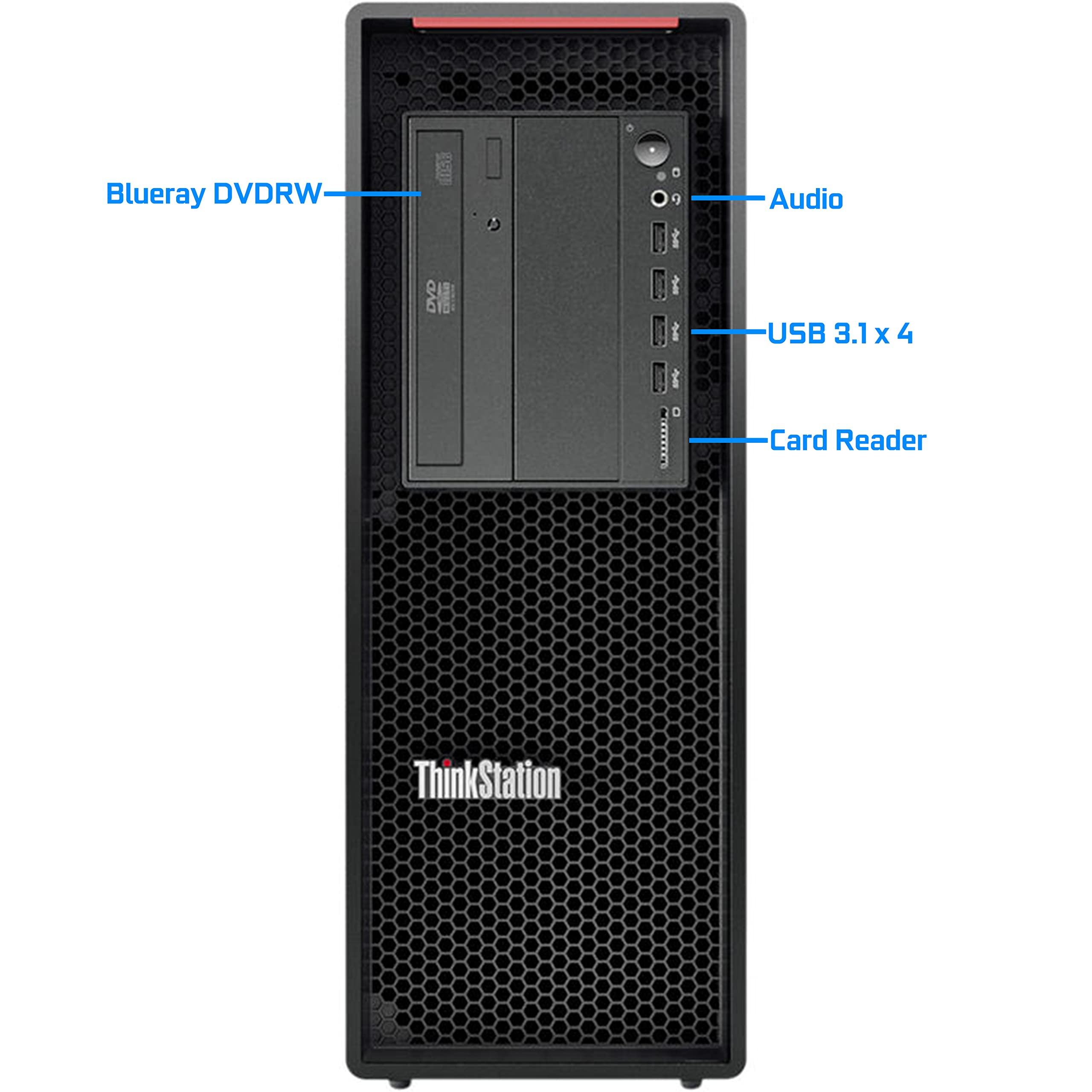 Lenovo ThinkStation P520 Tower Workstation - Intel Xeon W-2135 Upto 4.5GHz - 64GB RAM, 1TB NVMe SSD + 1TB NVMe Backup - NVIDIA Quadro P400 2GB, DVD-RW, DisplayPort, HDMI - Windows 11 Pro (Renewed)