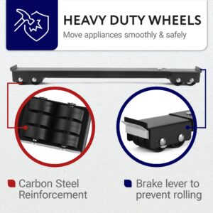 IMPRESA - XL Appliance Dolly w/ 18.5-28.75 In Extendable Slider - 770lb Capacity Appliance Rollers w/Adjustable Base for Washer and Dryer - Wheels for Kitchen Appliances & Heavy Furniture (4 Pack)