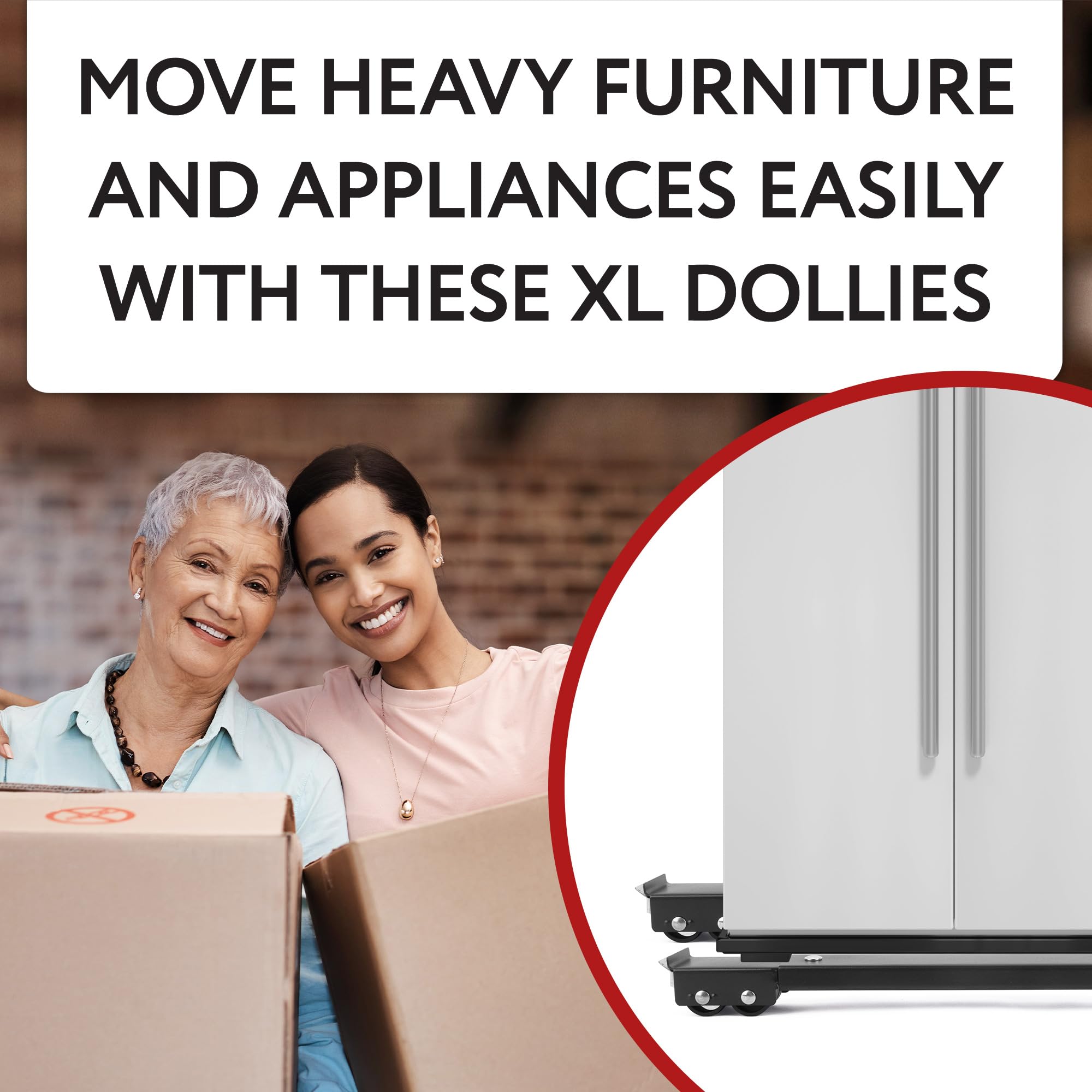 IMPRESA - XL Appliance Dolly w/ 18.5-28.75 In Extendable Slider - 770lb Capacity Appliance Rollers w/Adjustable Base for Washer and Dryer - Wheels for Kitchen Appliances & Heavy Furniture (4 Pack)