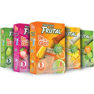 powdered drink mix variety pack, sugar free! – fruity flavors - summer colada, tangy limeade, citrus punch & tropical berries packets (30 count of stick packs) - frutal on-the-go!